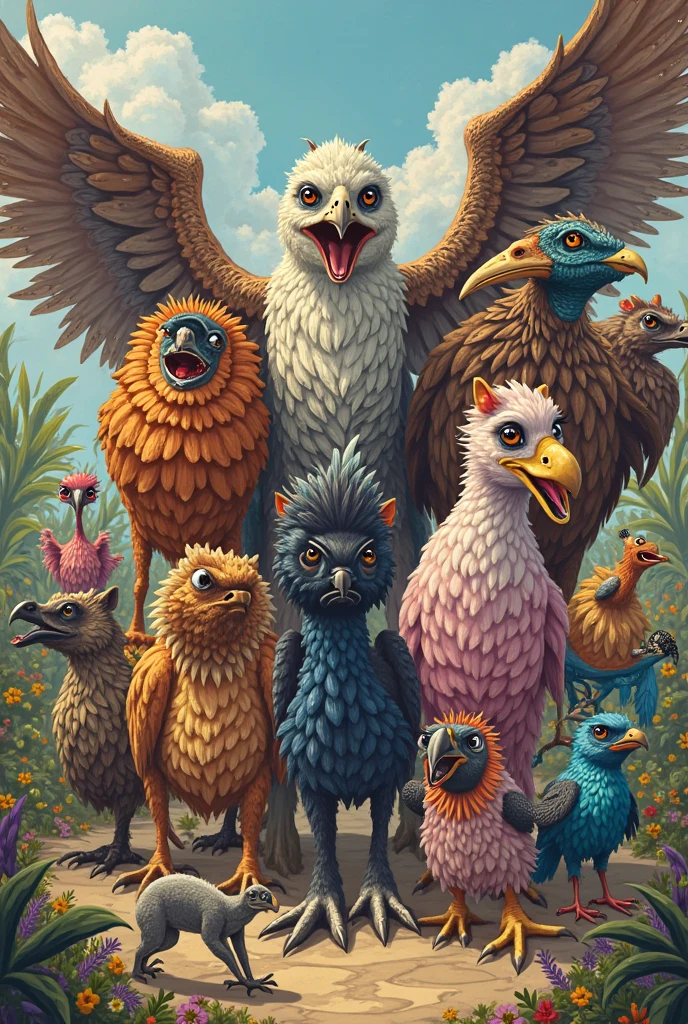Random full-size super animals mixed in parts in the center mixed as ...