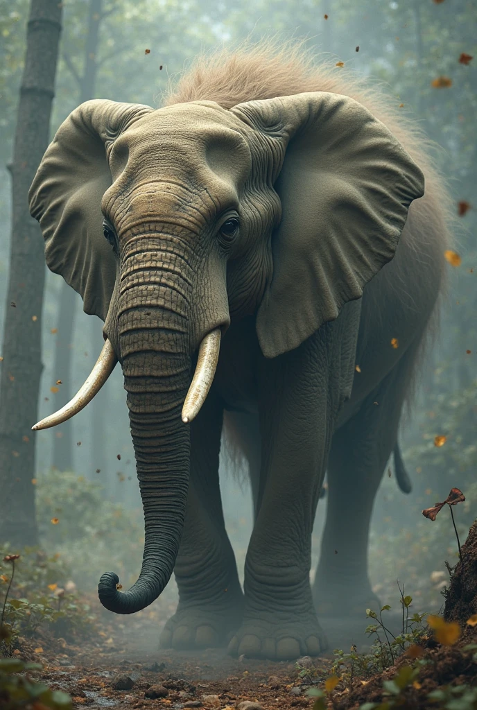 Create a video that starts with an elephant and a lion, and then they ...