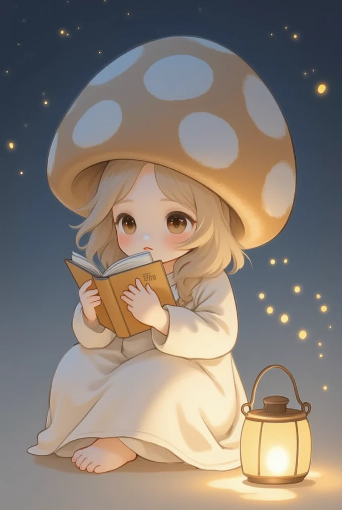 A female mushroom character, wearing a long white garment with kinoko hoods read - SeaArt AI