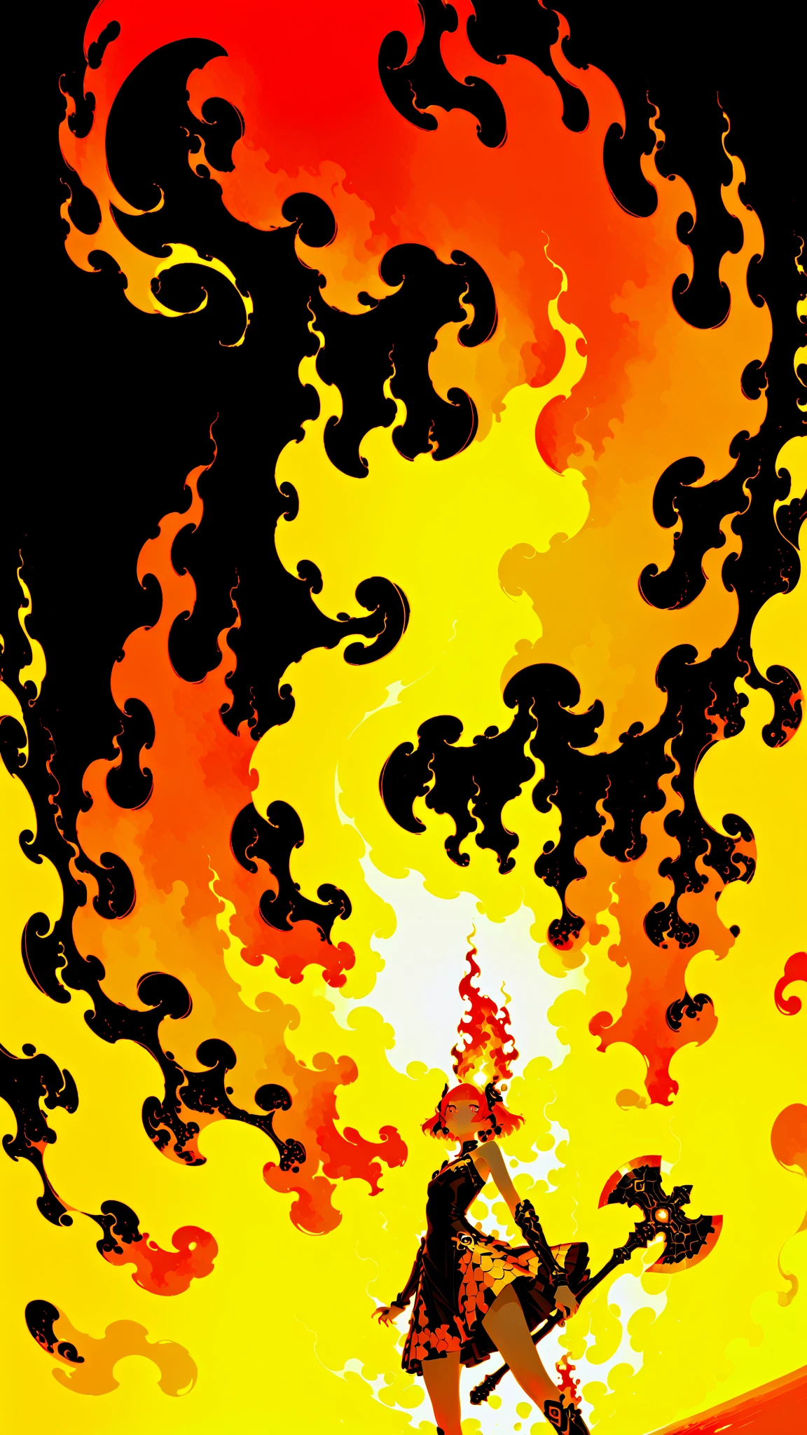 Super beautiful, Extremely Distorted Ifrit Style Woman, Burning Fire ...