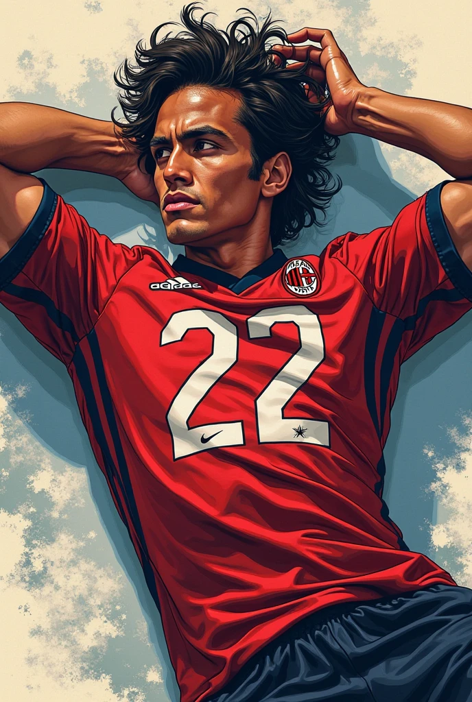 I want you to create a photo of Kaka on his back wearing the AC Milan ...