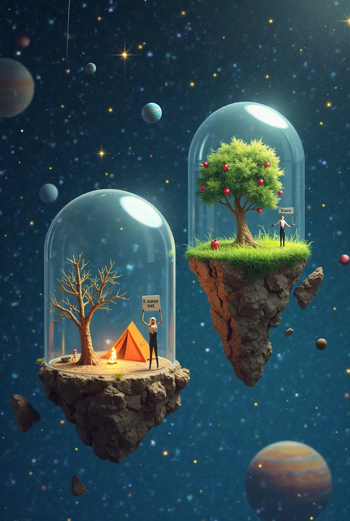 Two chunks of terrestrial debris — floating islands of broken Earth ...