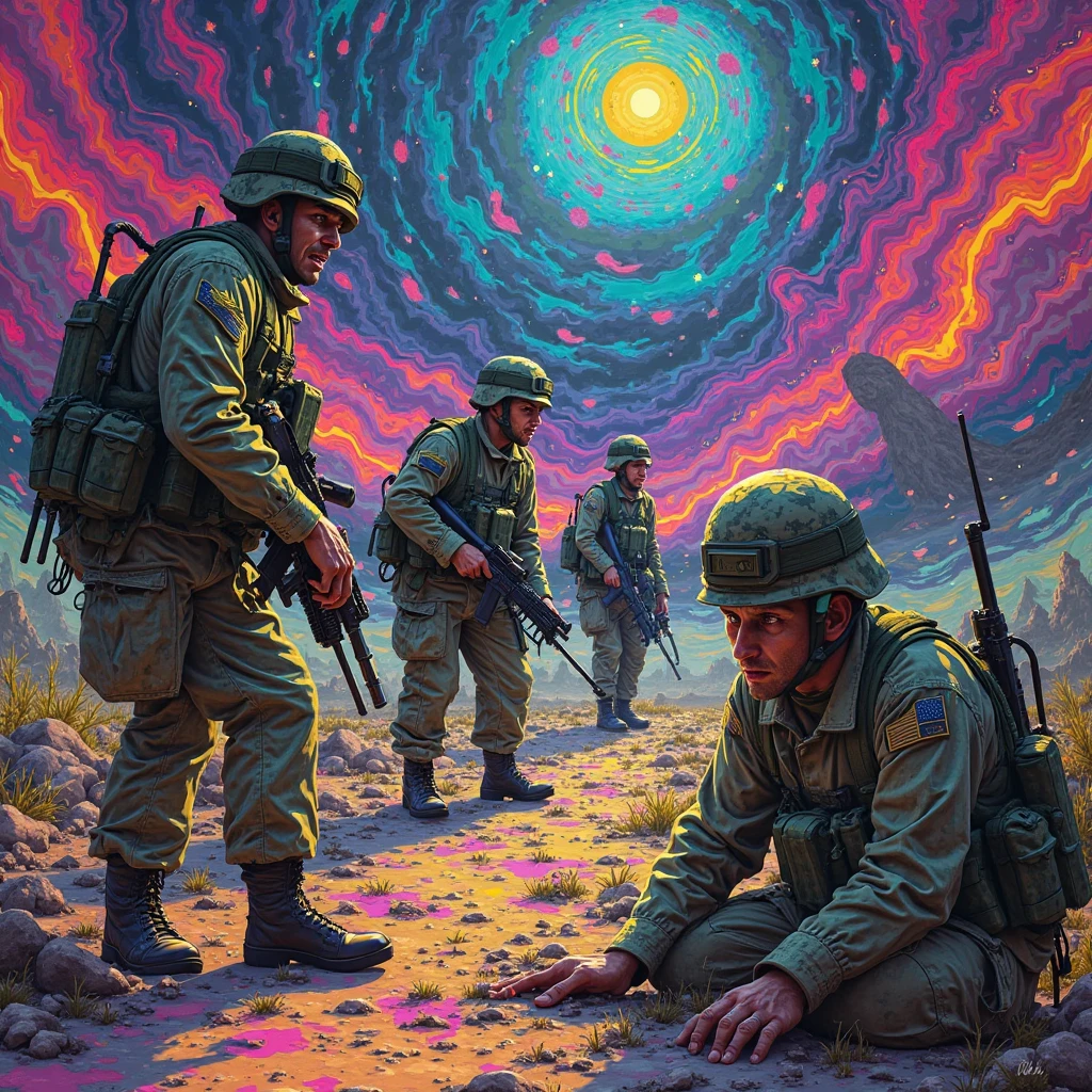 Lsd on soldiers - SeaArt AI