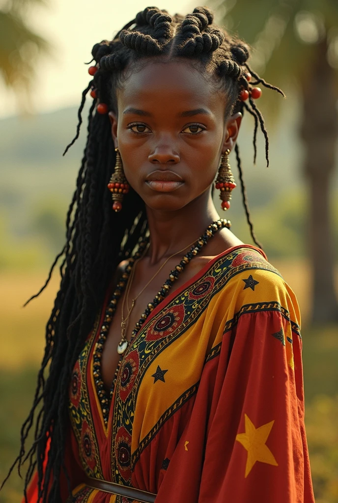 A beautiful girl of African beauty in Sudan wearing a dress with the ...