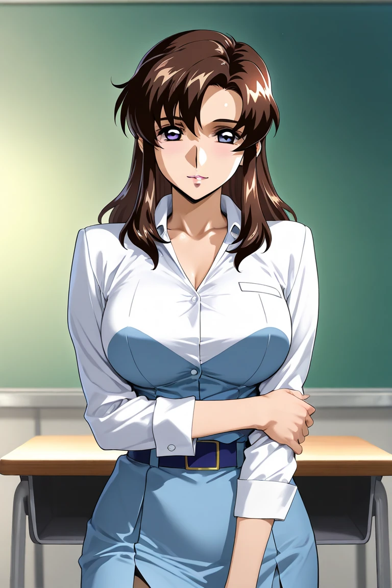 Murrue Ramius, Gundam Seed, wearing teacher clothes, classroom - SeaArt AI