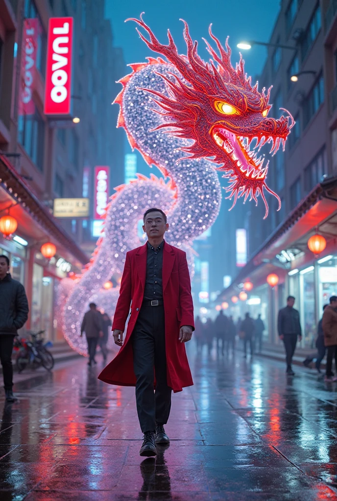 A neon-lit global tech port where cultures and code merge. Yang ...