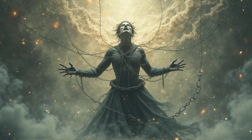A vision of spiritual chains surrounding a Chosen One that are broken ...
