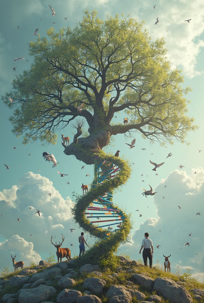 DNA tree with animals - SeaArt AI