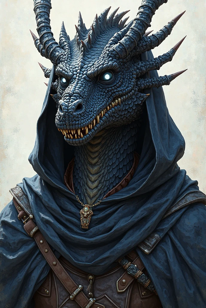 Un dessin d'un dragon en couleur jusqu'au buste . The black head ...