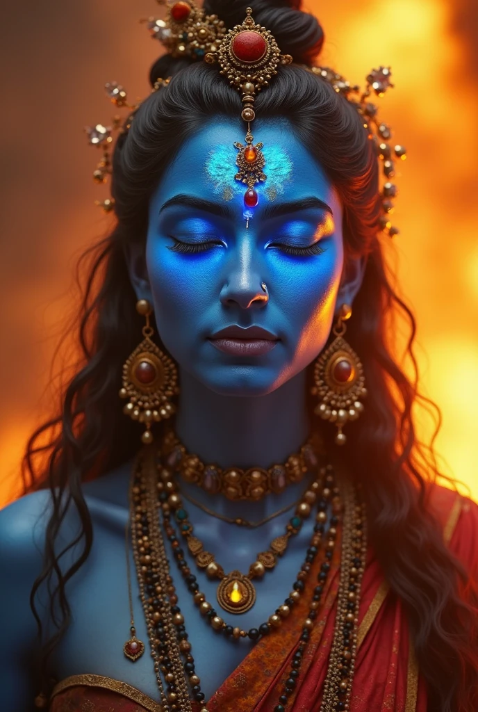 Divine feminine form of Shiva (Ardhanarishwar inspired), eyes closed ...