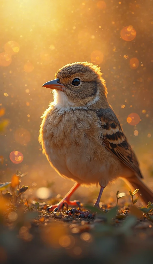 A mesmerizing close-up portrait of a gorgeous little bird illuminated ...