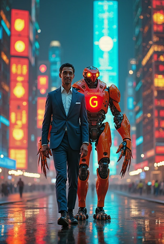 Google – Sundar Pichai A vibrant tech city pulsing with color - SeaArt AI