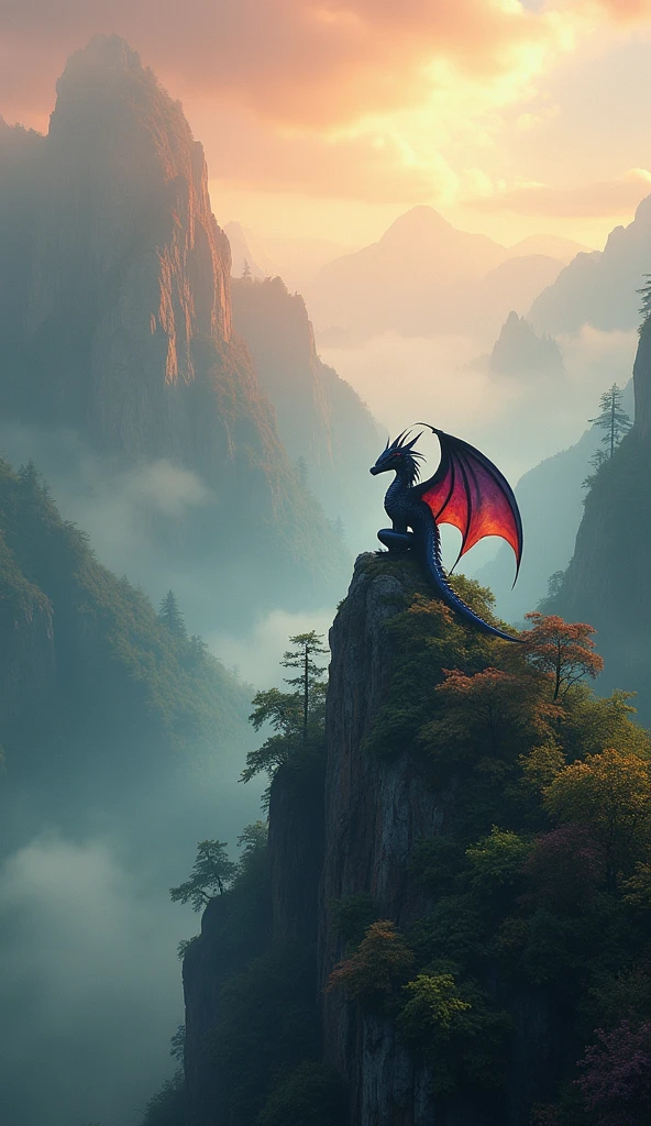 A small multicolored dragon, with wings and scales dominated by a ...