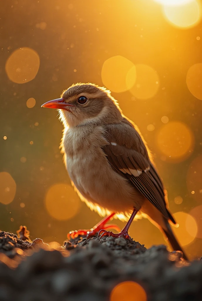 A mesmerizing close-up portrait of a gorgeous little bird illuminated ...