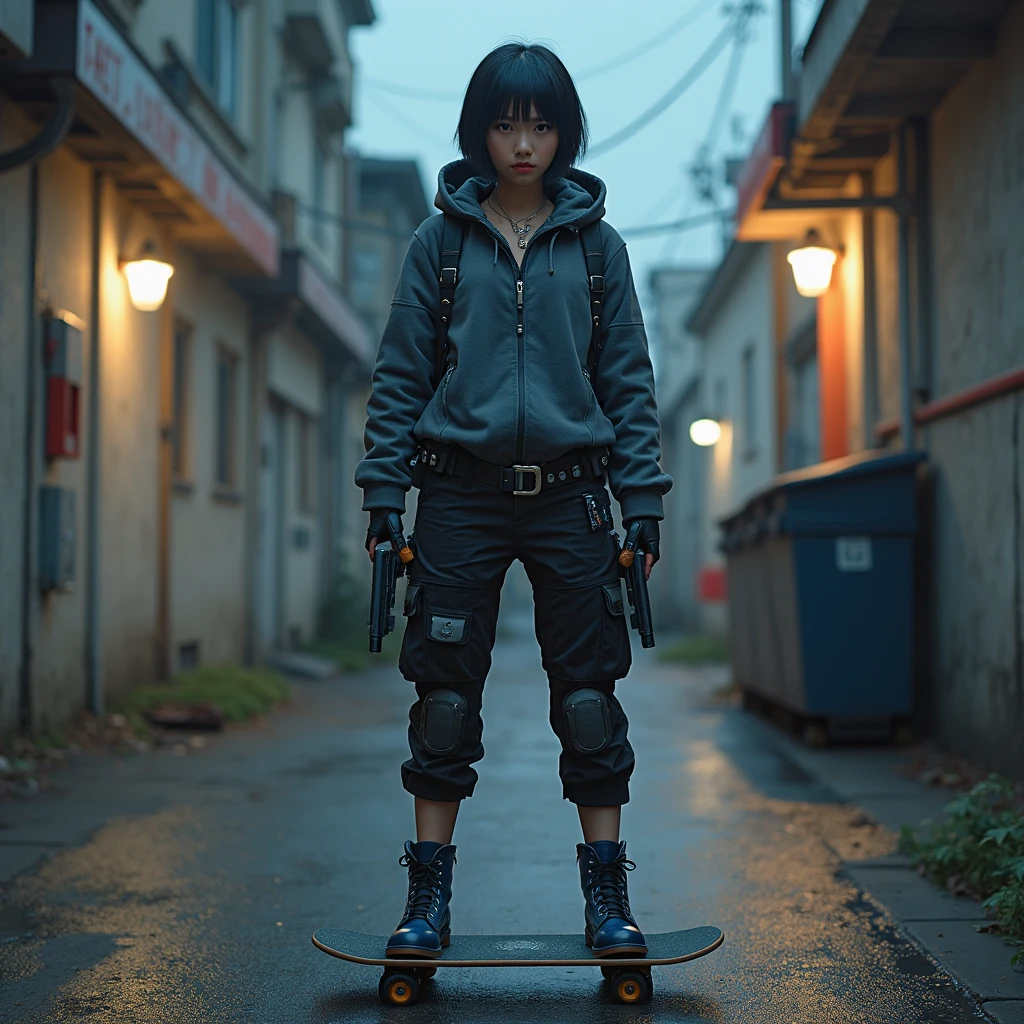 A realistic, high resolution photograph of a short beautiful Asian ...