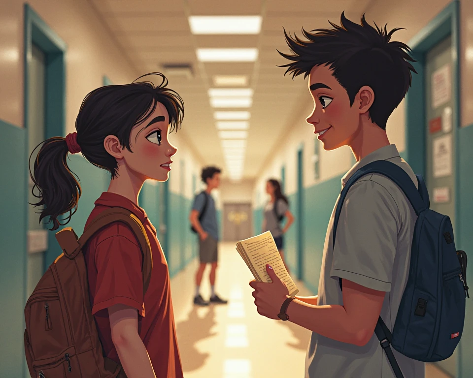 Scene 1: School hallway Nelvin nervously holds a folded letter in his ...