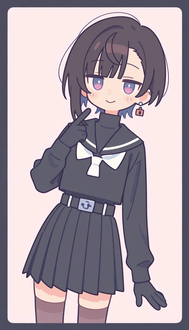 (beautiful girl : 1.3),1 girl,(black sailor suit,Turtleneck, arm roll ...