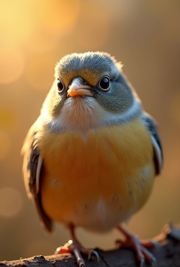 A mesmerizing close-up portrait of a gorgeous little bird illuminated ...