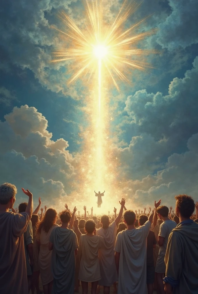 A great light in heaven the Holy Spirit illuminated people - SeaArt AI