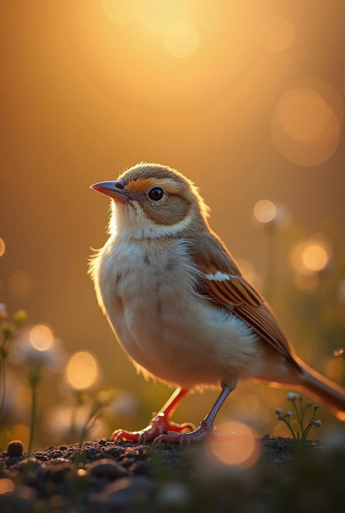 A mesmerizing close-up portrait of a beautiful little bird illuminated ...