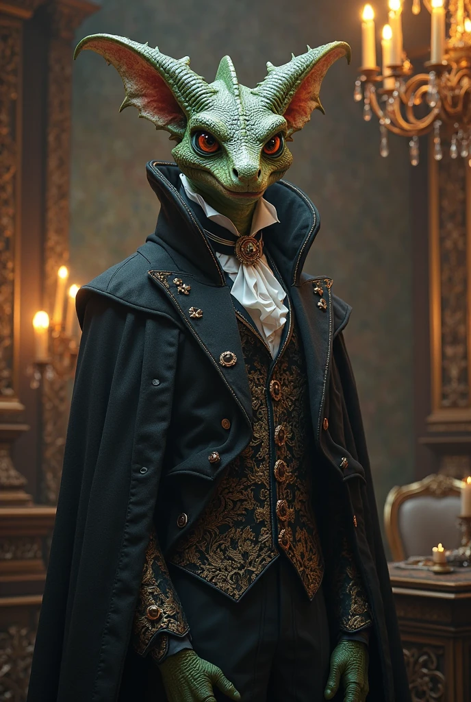 Kobold dragon humanoid sorcerer with sharp features in Victorian era ...