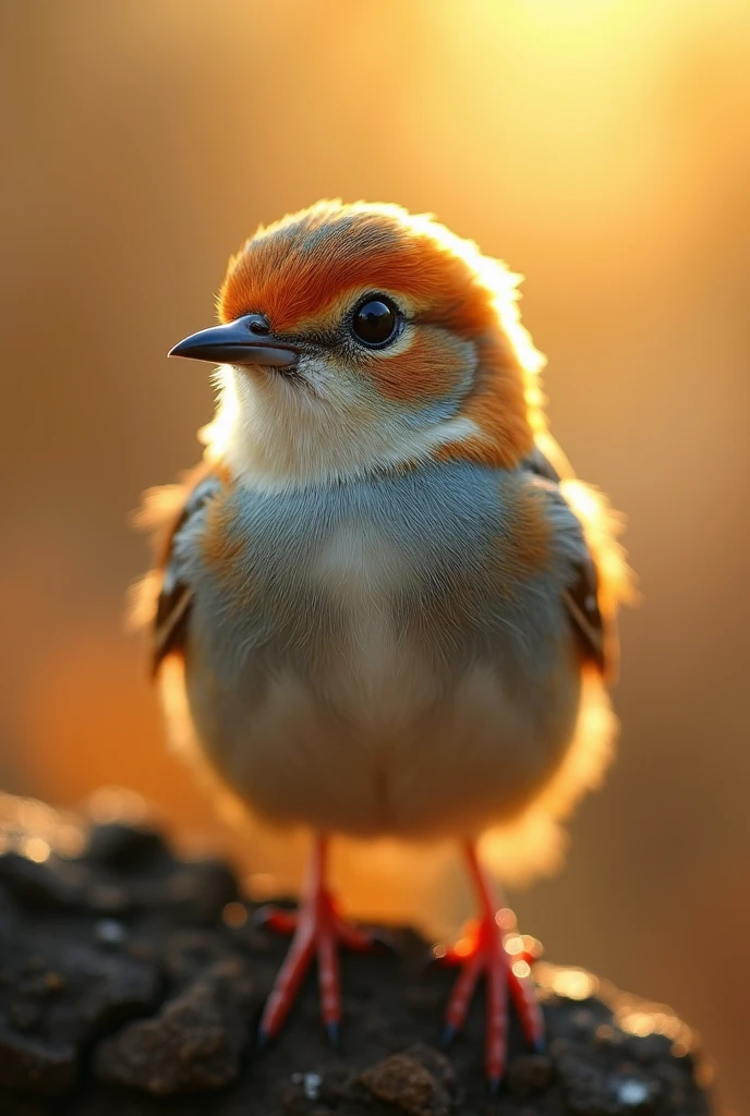A mesmerizing close-up portrait of a gorgeous little bird illuminated ...
