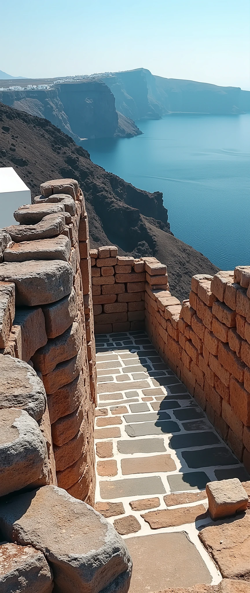 Highdefinition images,Ancient ruins on Santorini、Panoramic view of the ...