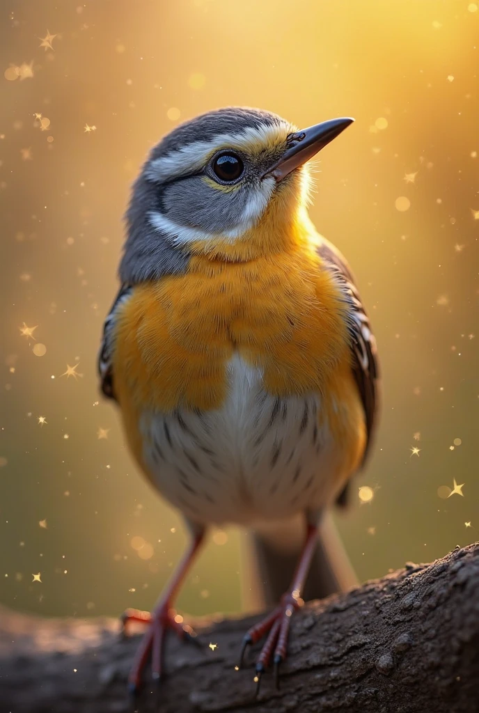 A mesmerizing close-up portrait of a gorgeous little bird illuminated ...