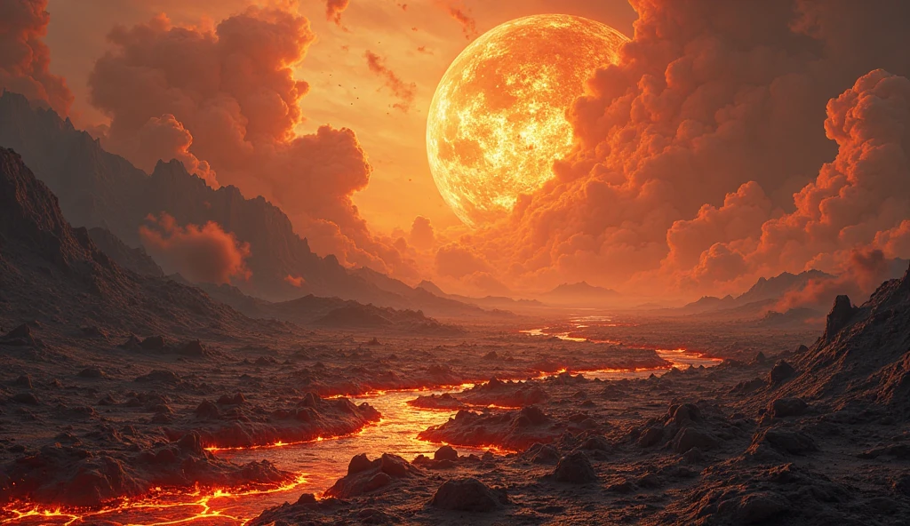 Earth with absolutely no oceans, molten crust visible in places - SeaArt AI
