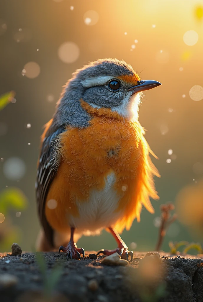 A mesmerizing close-up portrait of a gorgeous little bird illuminated ...