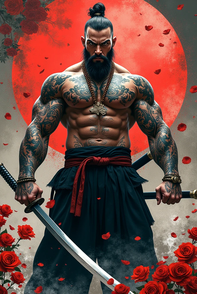 "under view of a massive hot oriental man Beard,undercut, towering over ...