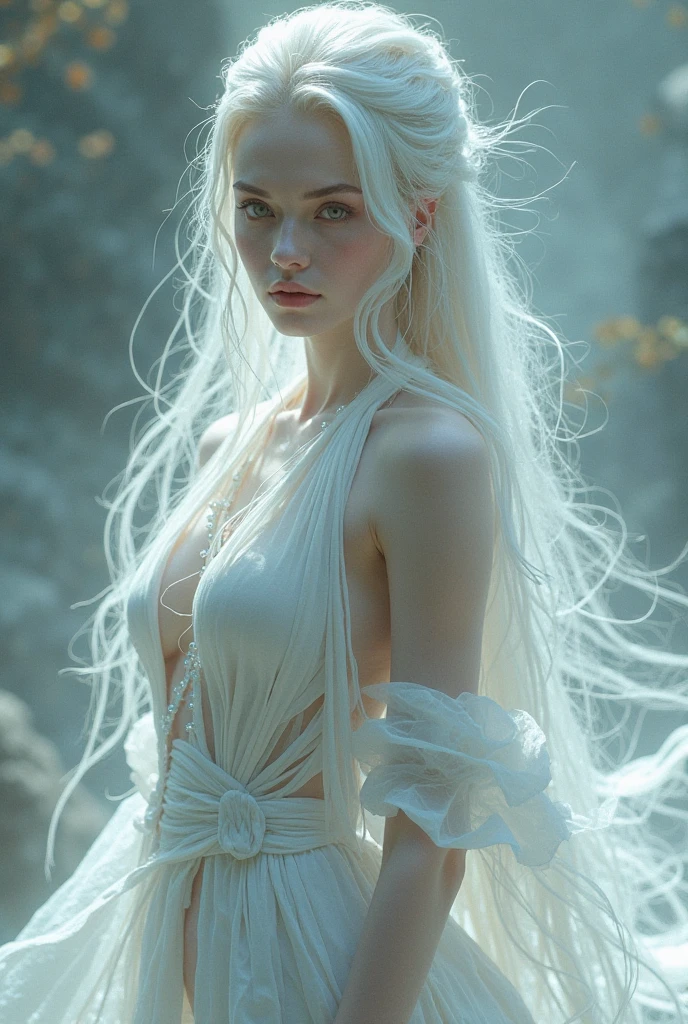 Extremely white-skinned Japanese swordswoman, 's very long hair - SeaArt AI