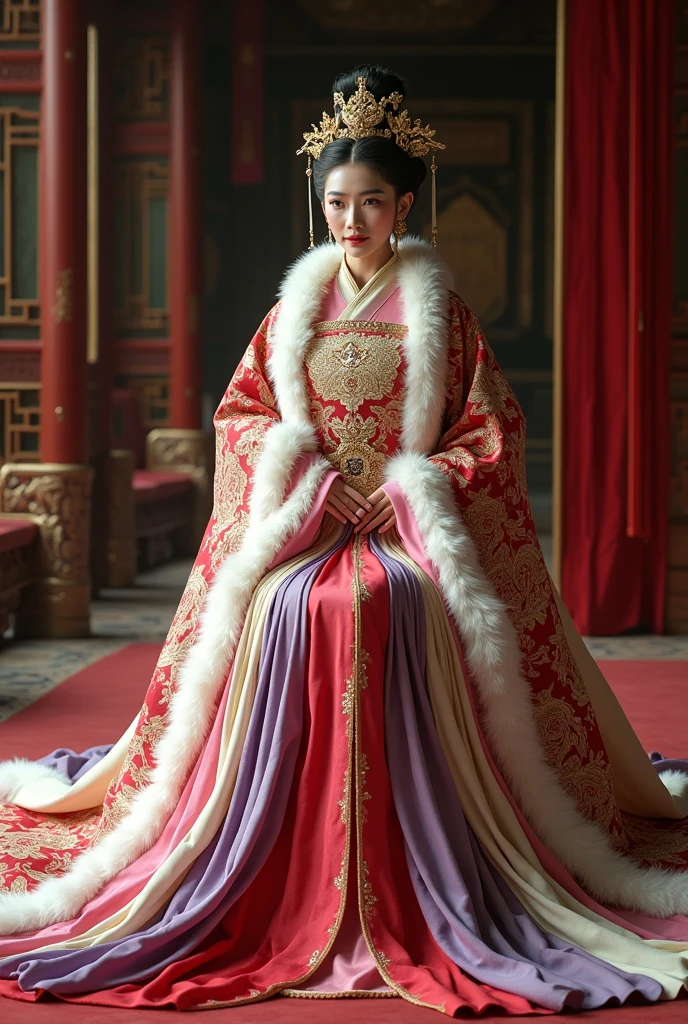 A majestic full-length portrait of a Chinese empress in the imperial ...