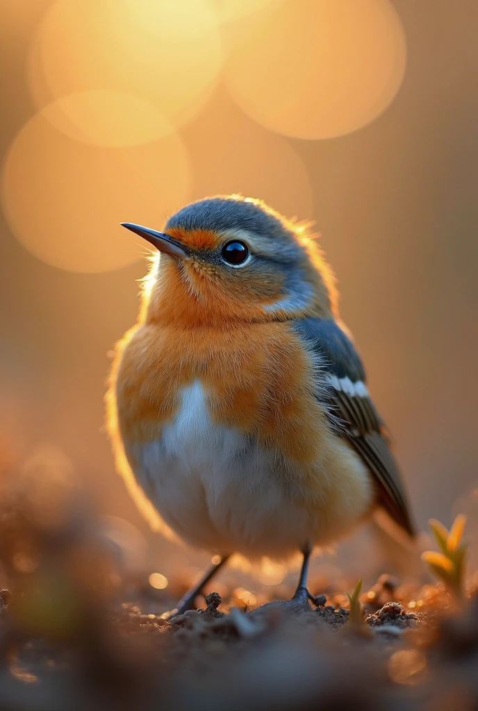 A mesmerizing close-up portrait of a gorgeous little bird illuminated ...
