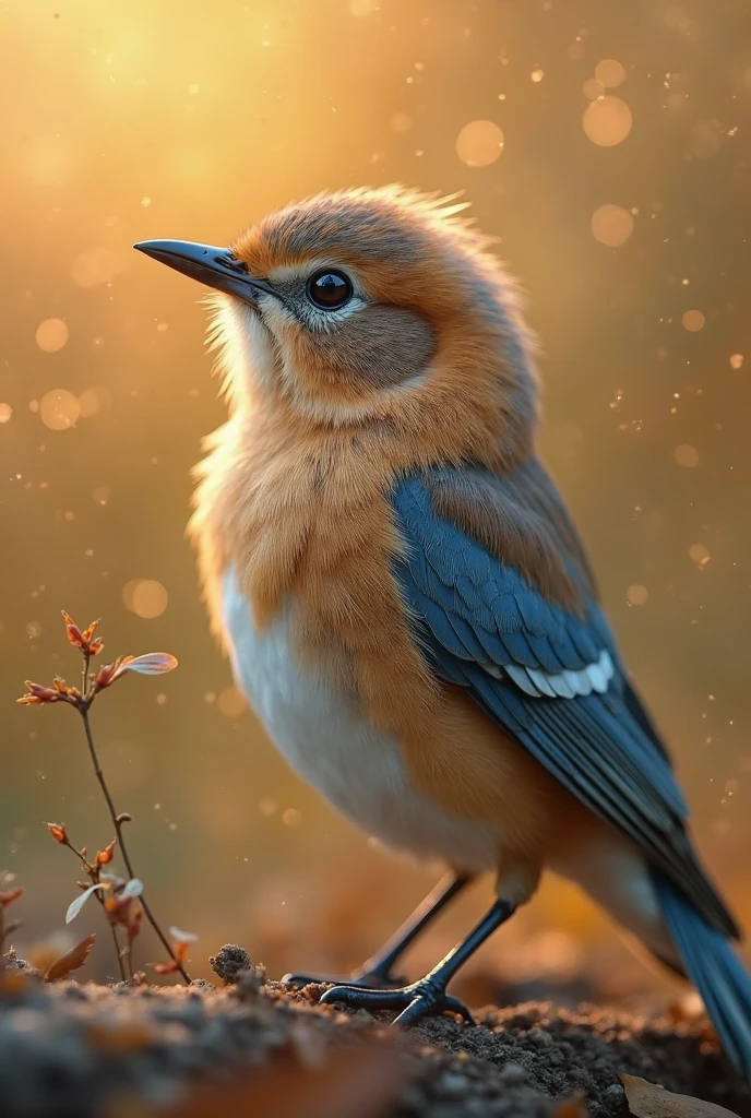 A mesmerizing close-up portrait of a gorgeous little bird illuminated ...