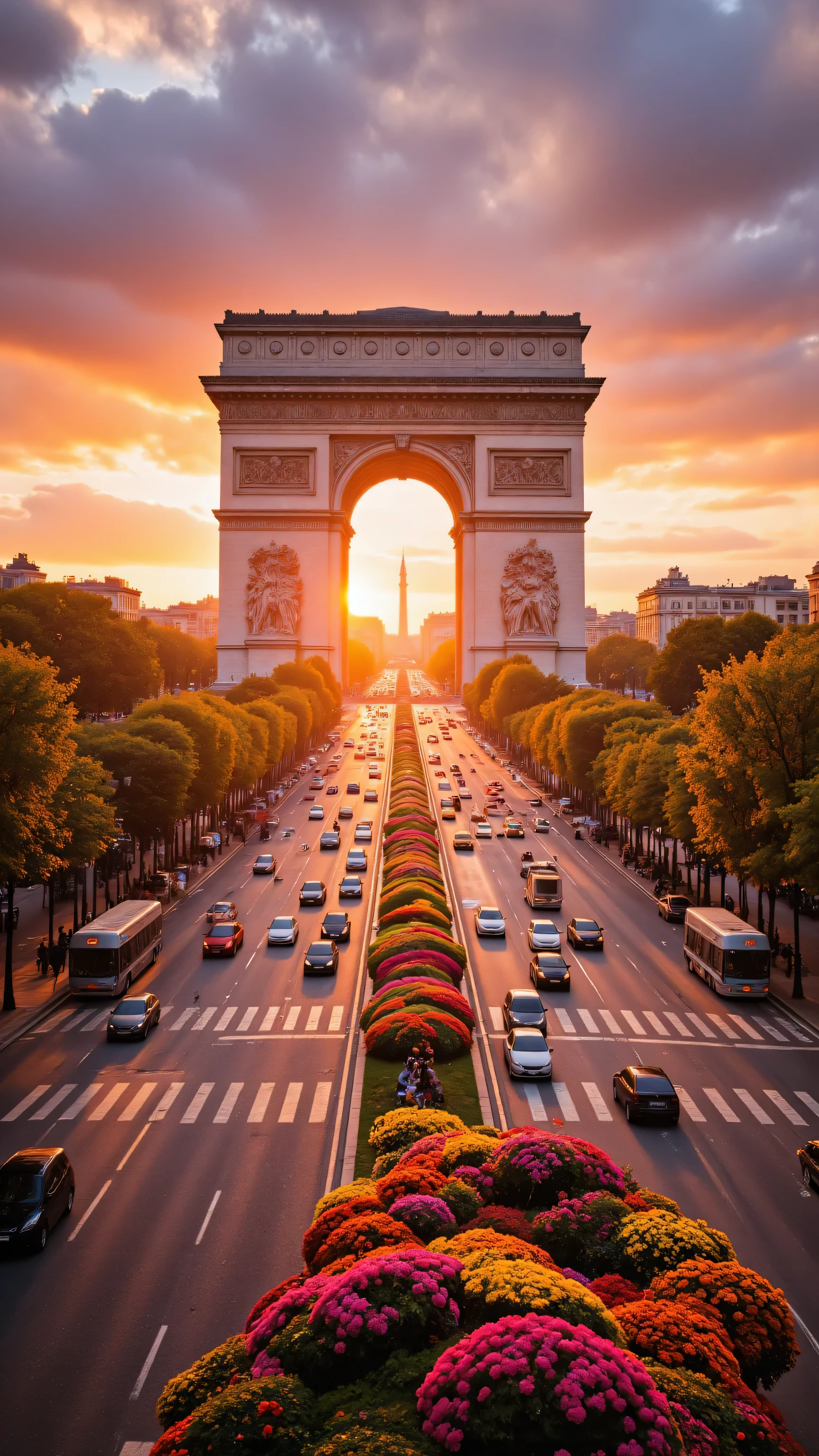 Images haute définition,paris、Arc de Triomphe、coucher de soleil - SeaArt AI