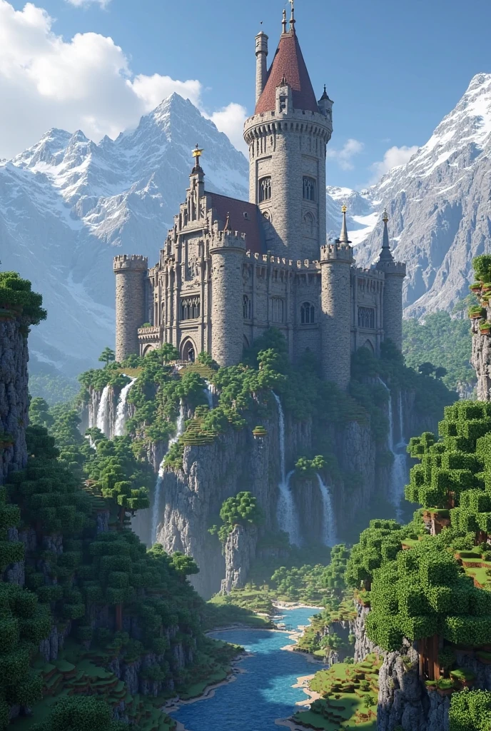 Minecraft beautiful medieval castle with landscape - SeaArt AI