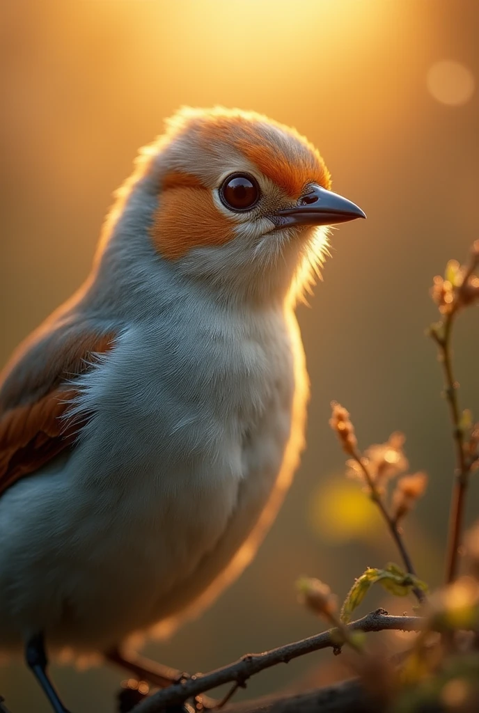 A mesmerizing close-up portrait of a gorgeous little bird illuminated ...