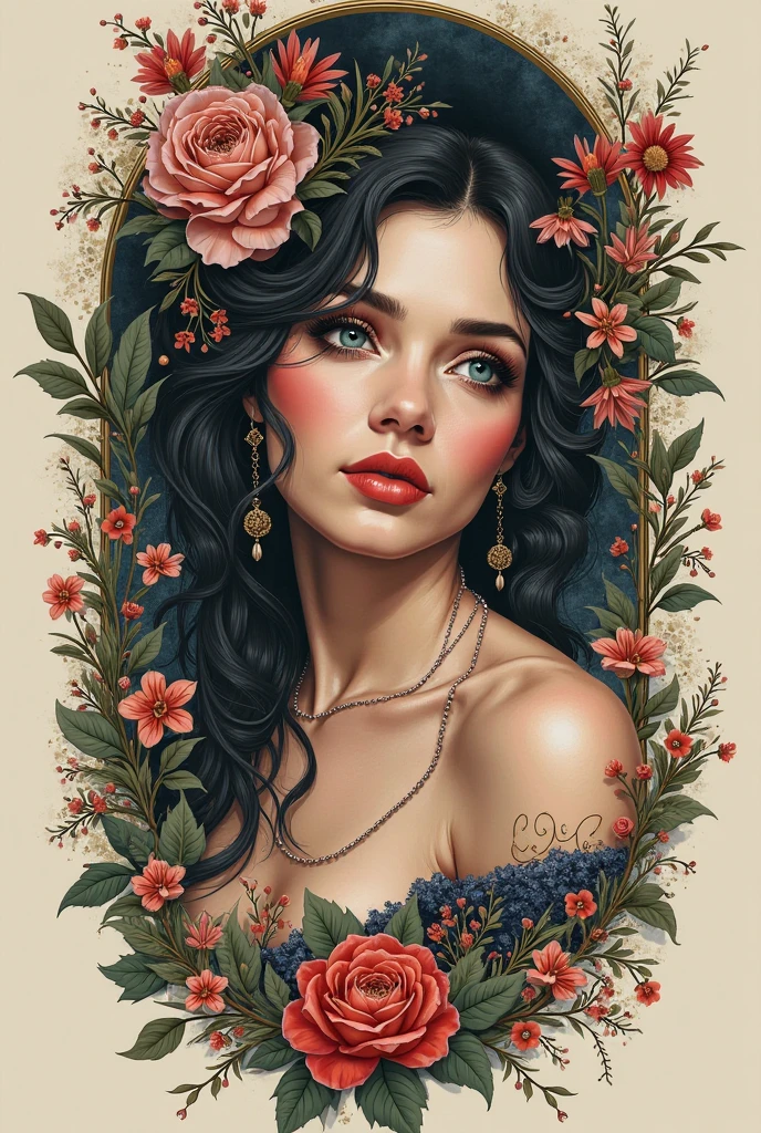 Realistic tattoo of Persephone the goddess of the Underworld and spring ...