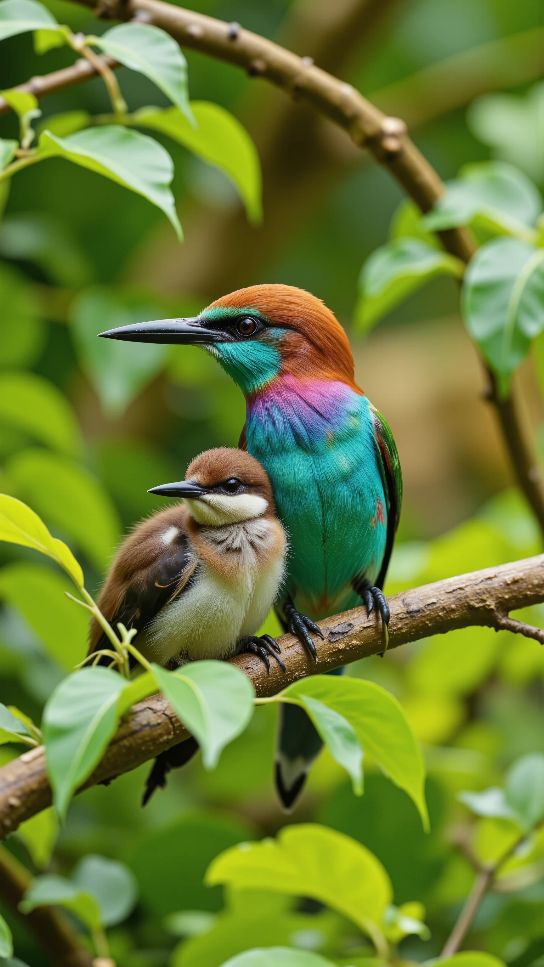 Highdefinition images,blue-breasted bee-eater (Eritrean)parent and child on a br - SeaArt AI