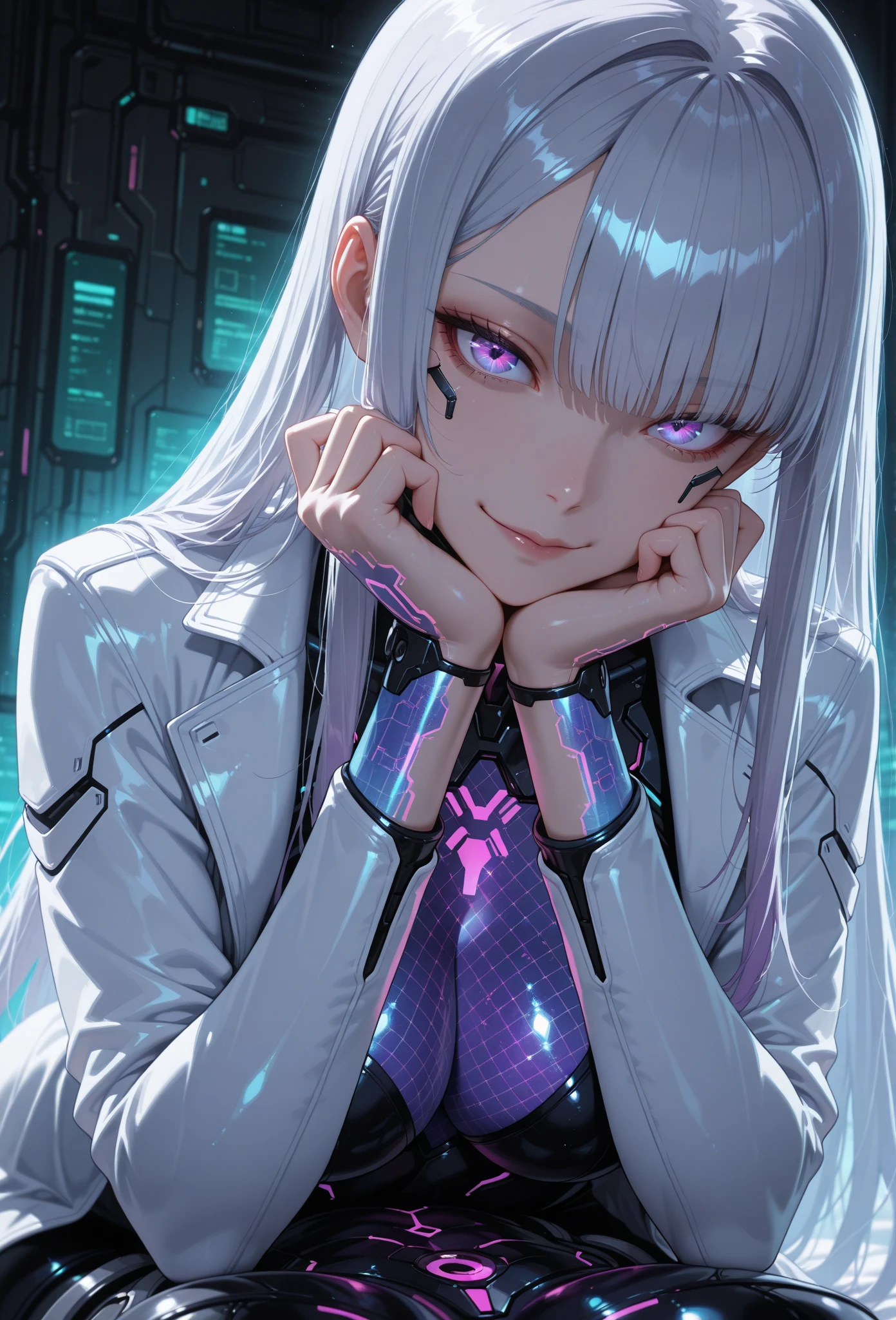 Silver Hairロング、「 Silver Hairの少女, long straight hair, metallic ...