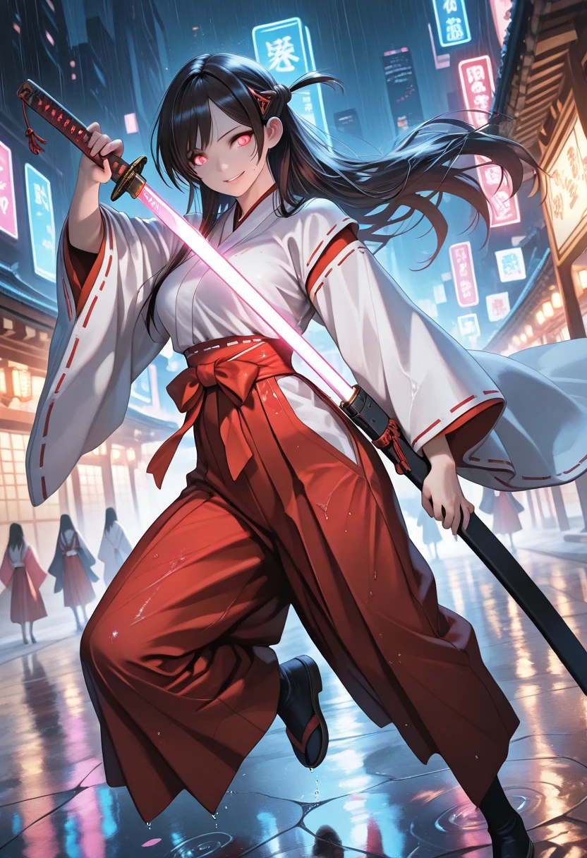 (Masterpiece, Best Quality: 1.1),In the shrine grounds, a cyber shrine ...