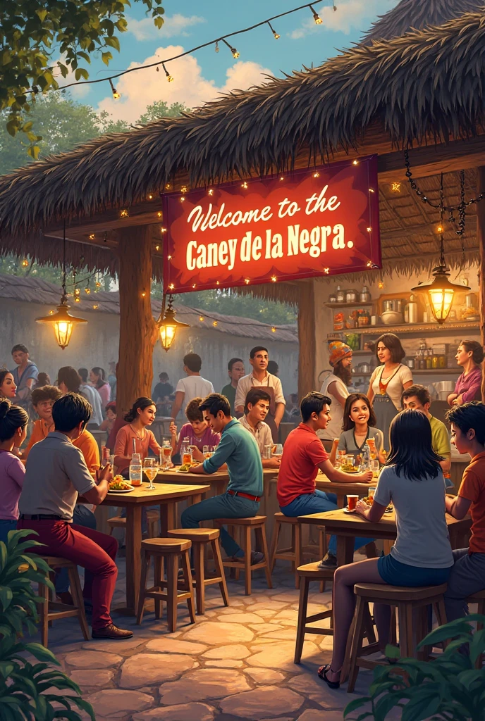 The.image of a restaurant-type caney with a banner that says welcome to ...