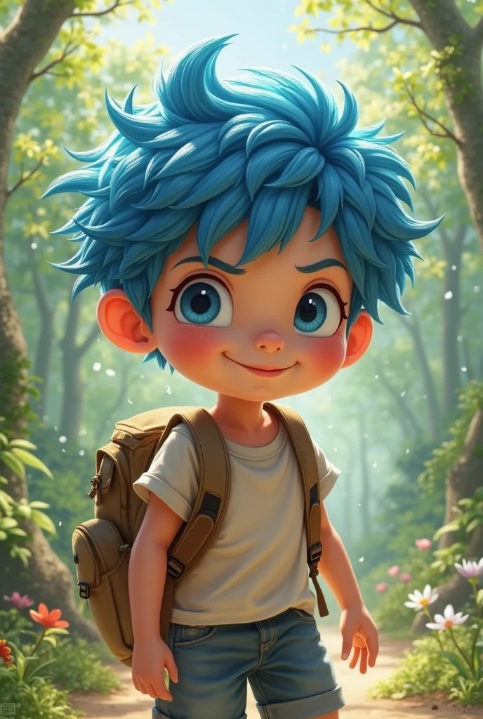 I would like to create a blue-haired character: he must look like a ...