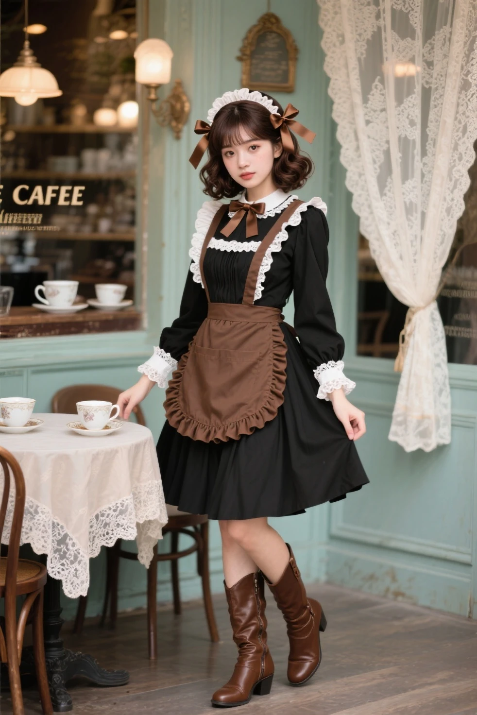 Top quality、Real Style、masterpiece、based on luxurious black and brown A ...