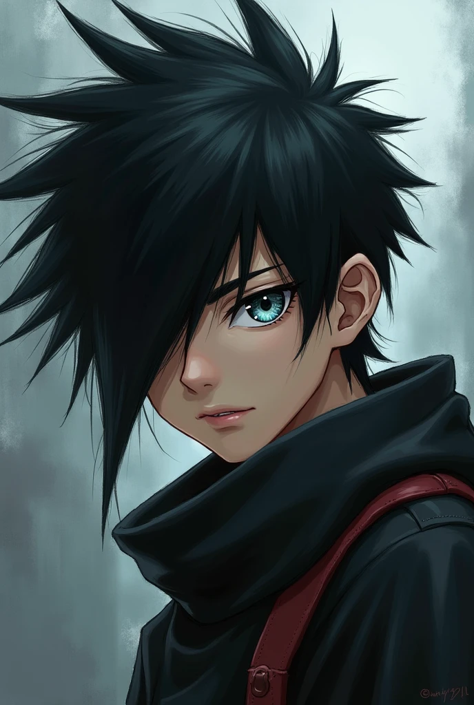 Anime character with backed hair like eren yeager and a single long ...