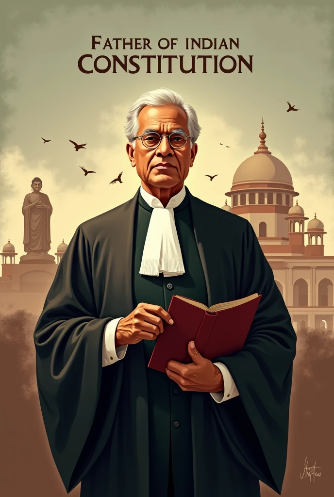 "Hyper-realistic digital painting of Dr. B. R. Ambedkar standing ...