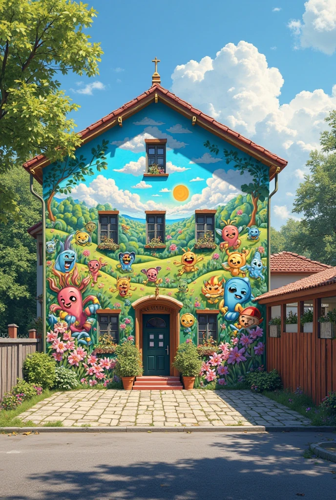 Primary school outer part painting decoration - SeaArt AI