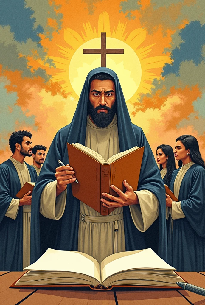 Guhit: On the left side of the poster, draw friars teaching a corridor ...