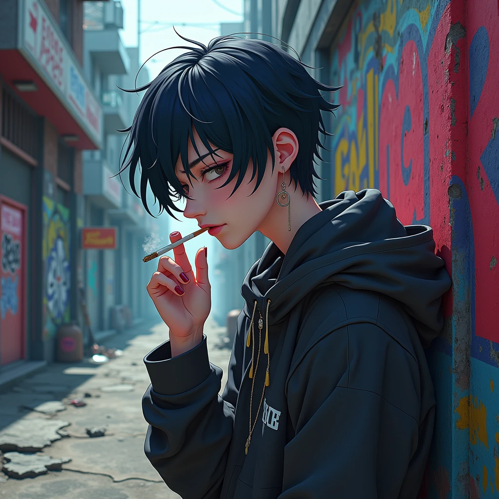 The Boondocks style on a anime person that's smoking - SeaArt AI
